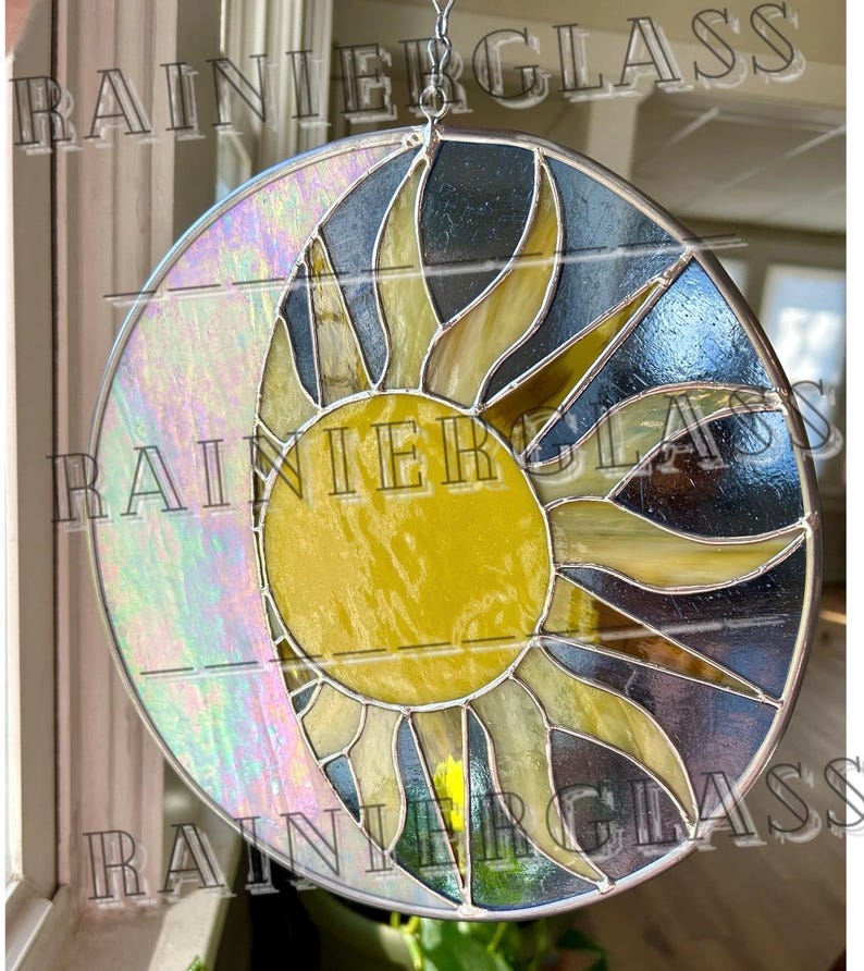 Sun & Moon Eclipse Stained Glass Pattern - Etsy