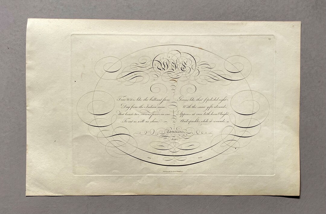 Wit. Calligraphy by Thomas Tomkins. From the Beauties of Writing ...
