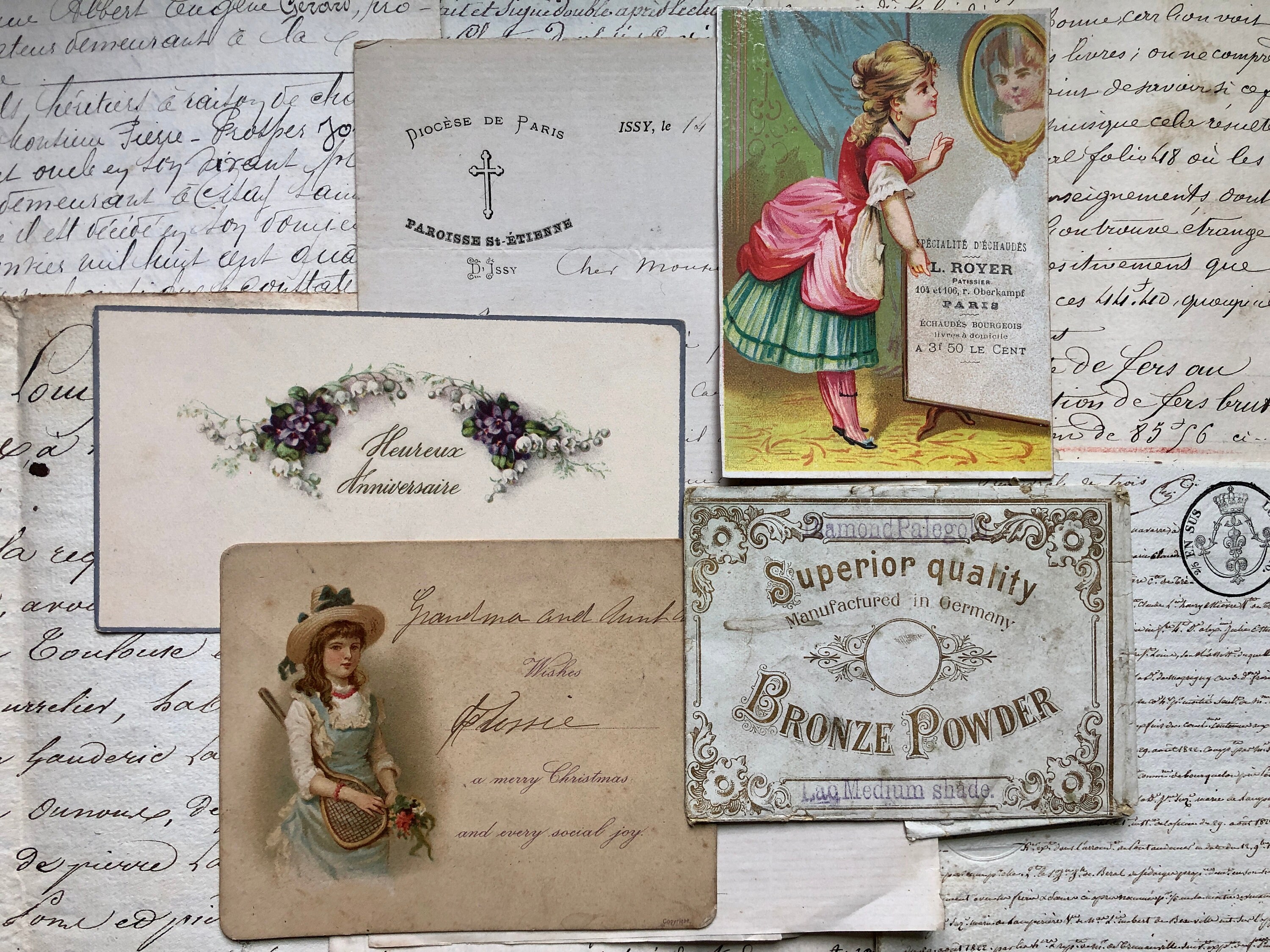 A Generous Quantity of Antique French Papers, Cards and Engravings ...