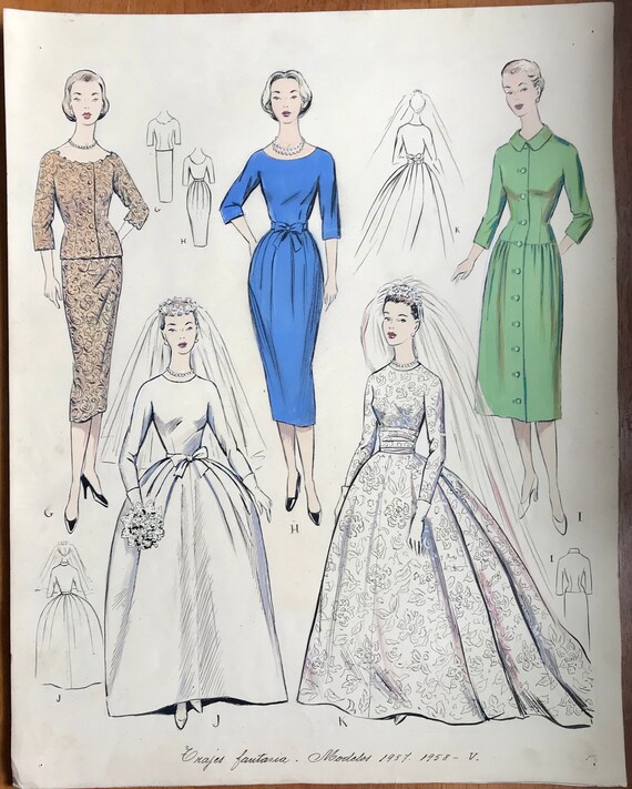 A Large Hand Drawn and Hand Painted Fashion Illustration. - Etsy