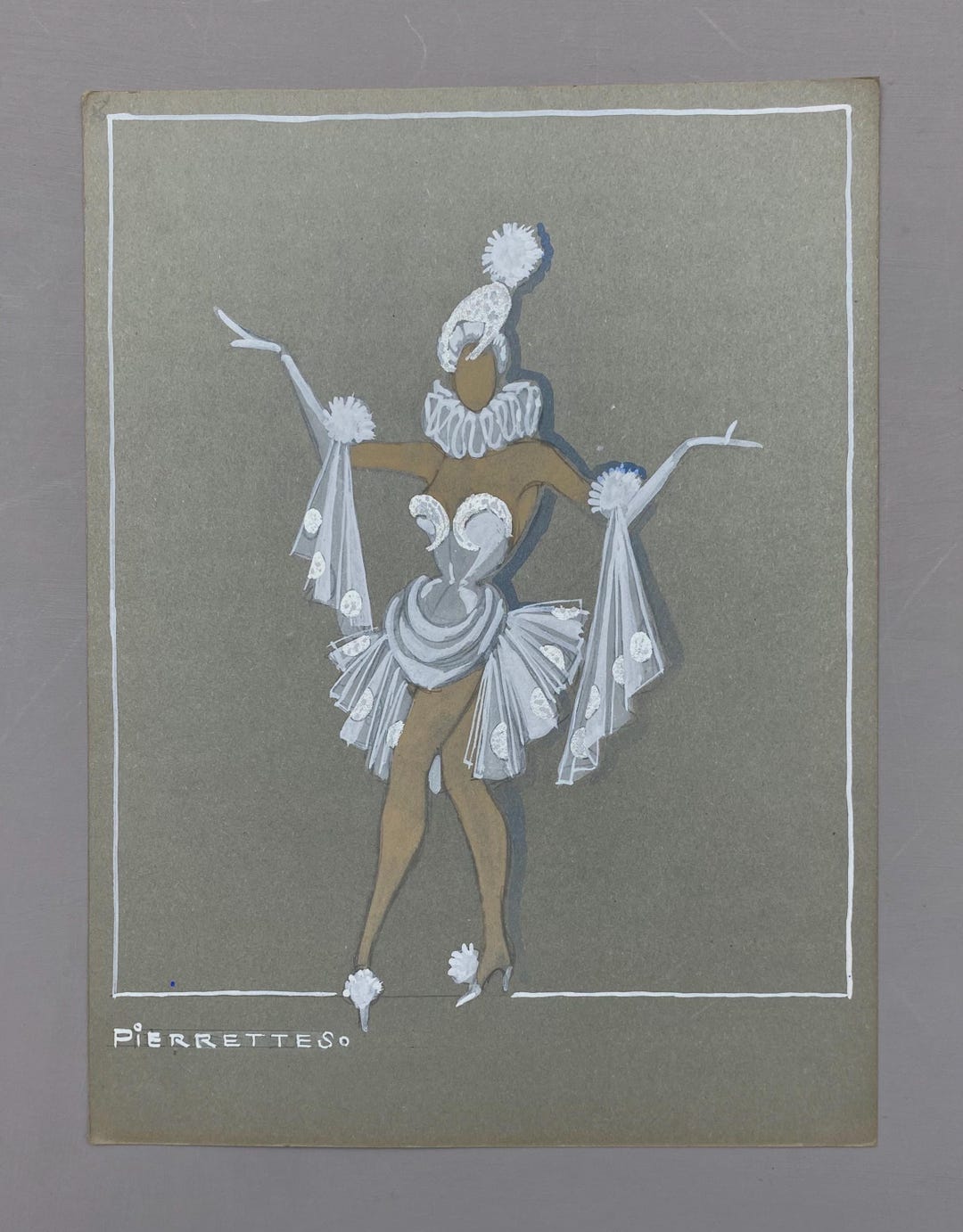 Original French Pierette Theatre Costume Design From 1930s. Art Deco ...