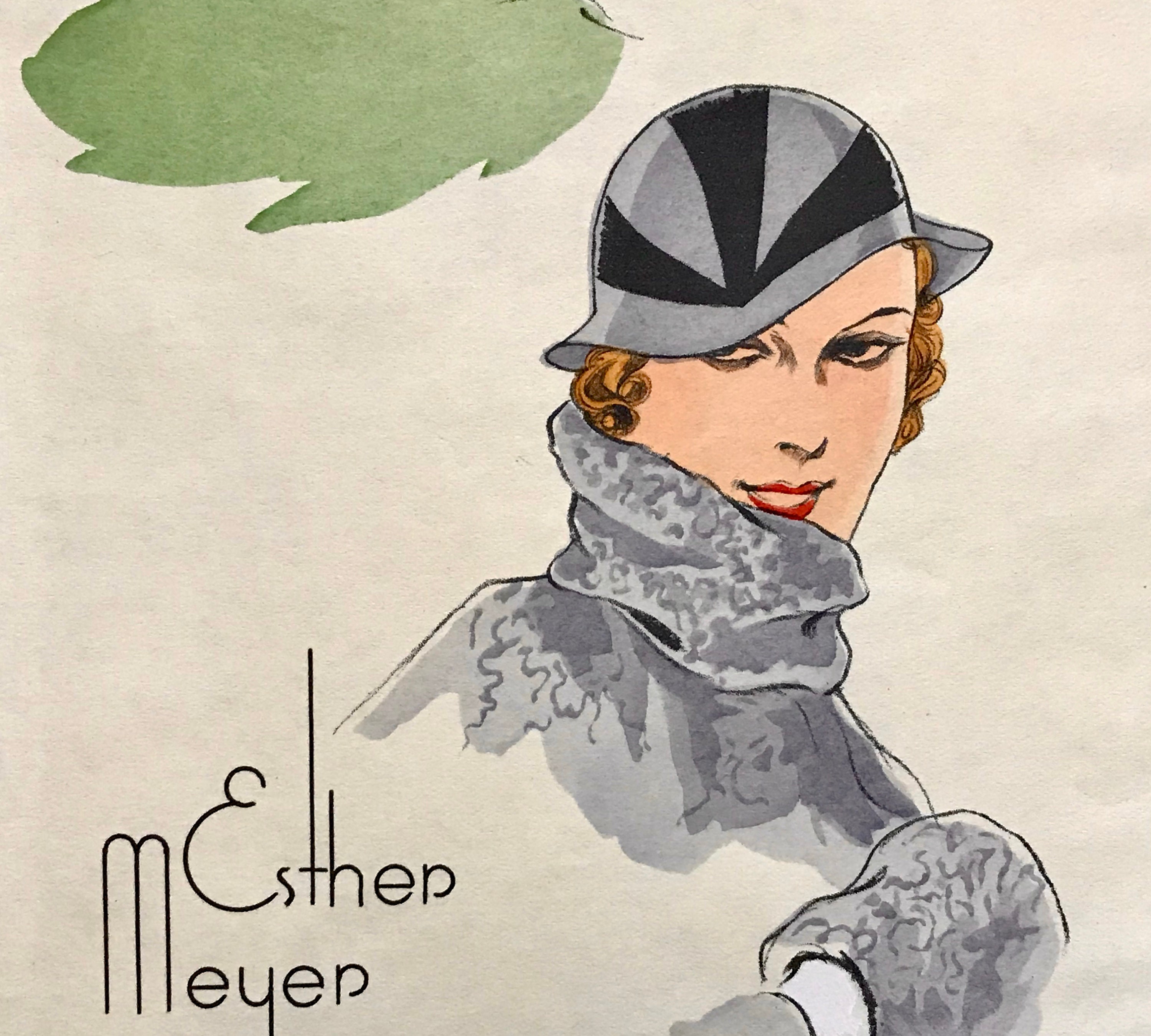 An Original Fashion Sketch, or Croquis, From Parisian Atelier Esther ...