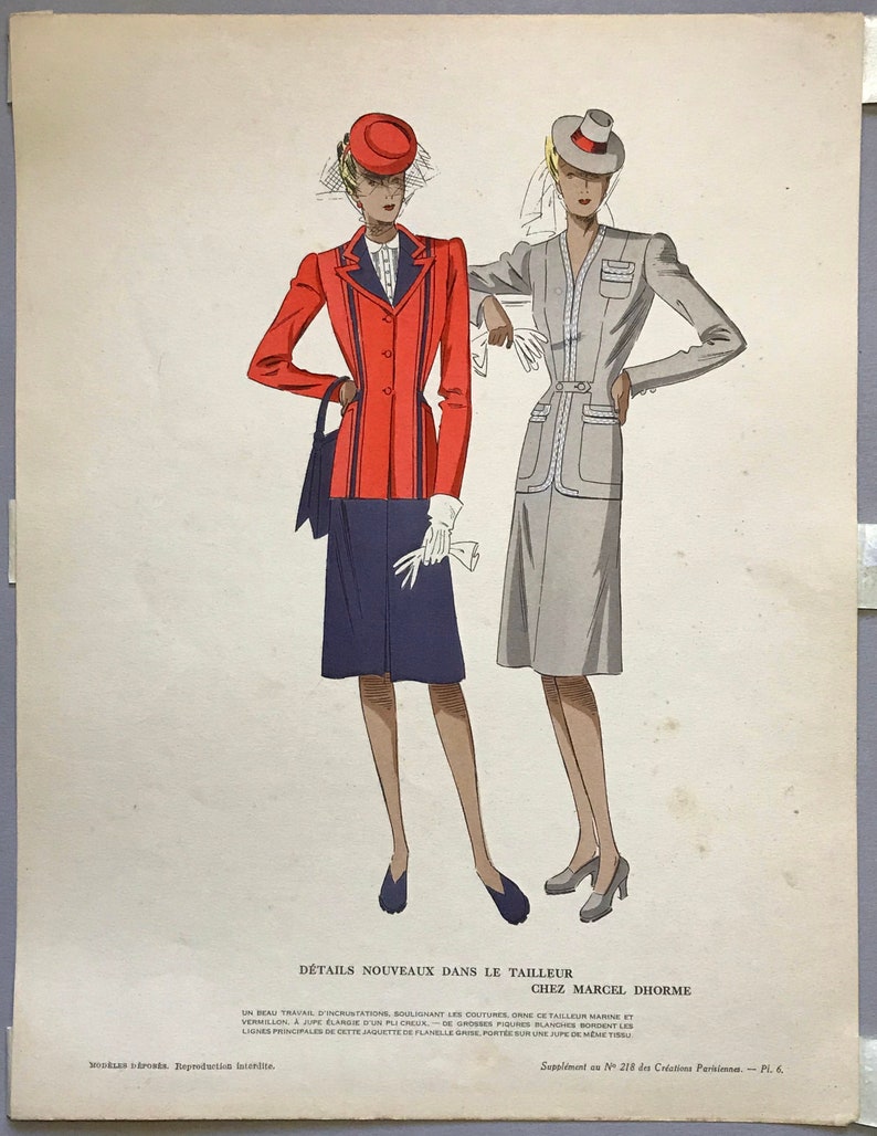 An Original Fashion Sketch, or Croquis, From ‘les Creations Parisiennes ...