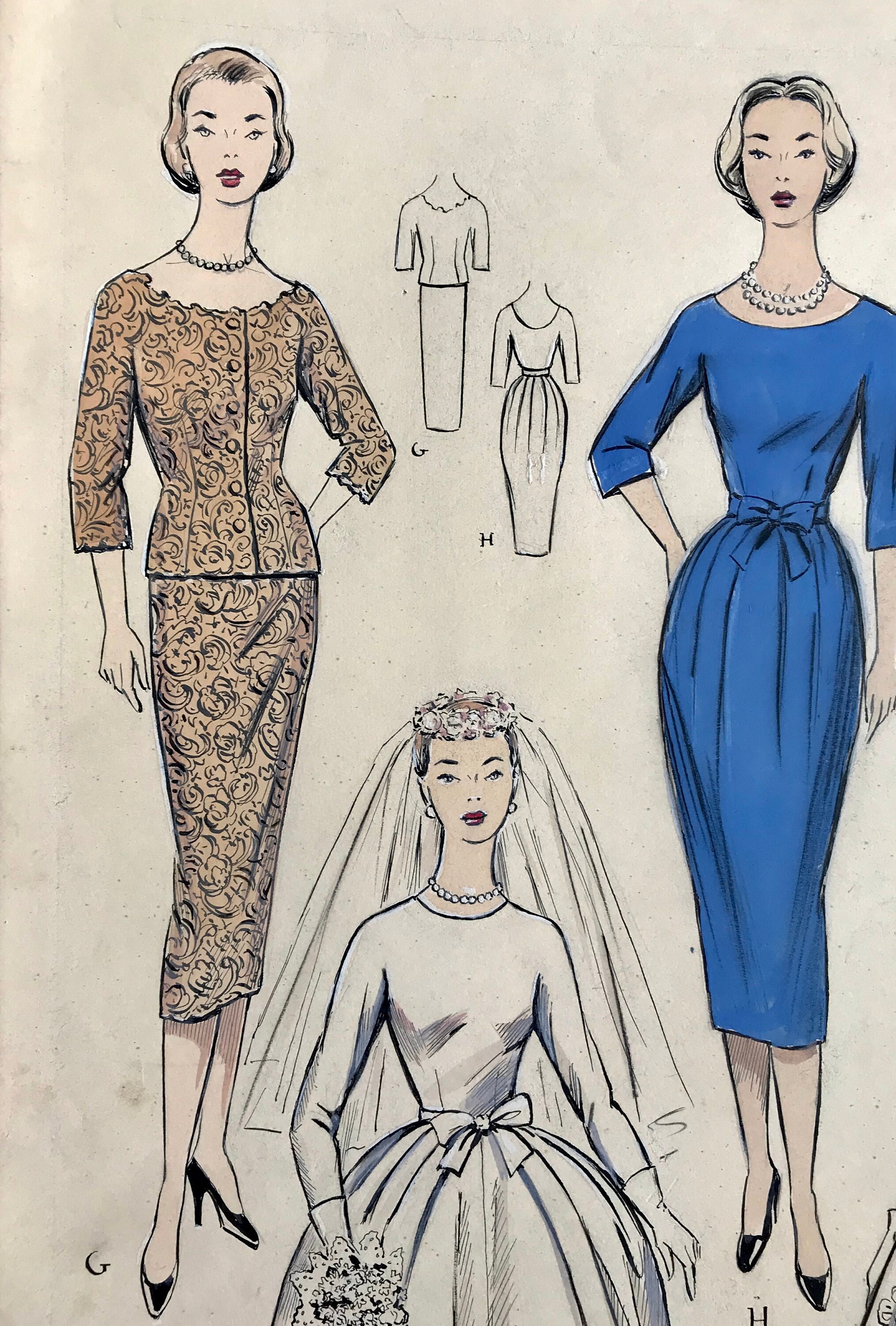 A Large Hand Drawn and Hand Painted Fashion Illustration. - Etsy