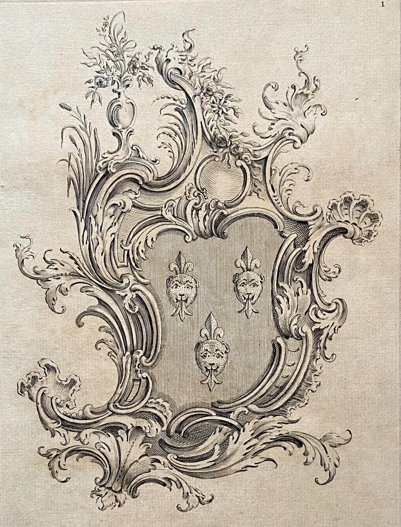 Cantelupe. an 18th Century Armorial Copper Plate Engraving. No 1 of a ...