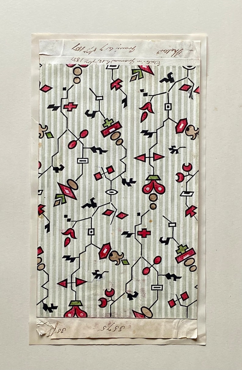 A Genuine 19th Century French Textile Design. Dated 1837. Mounted on ...