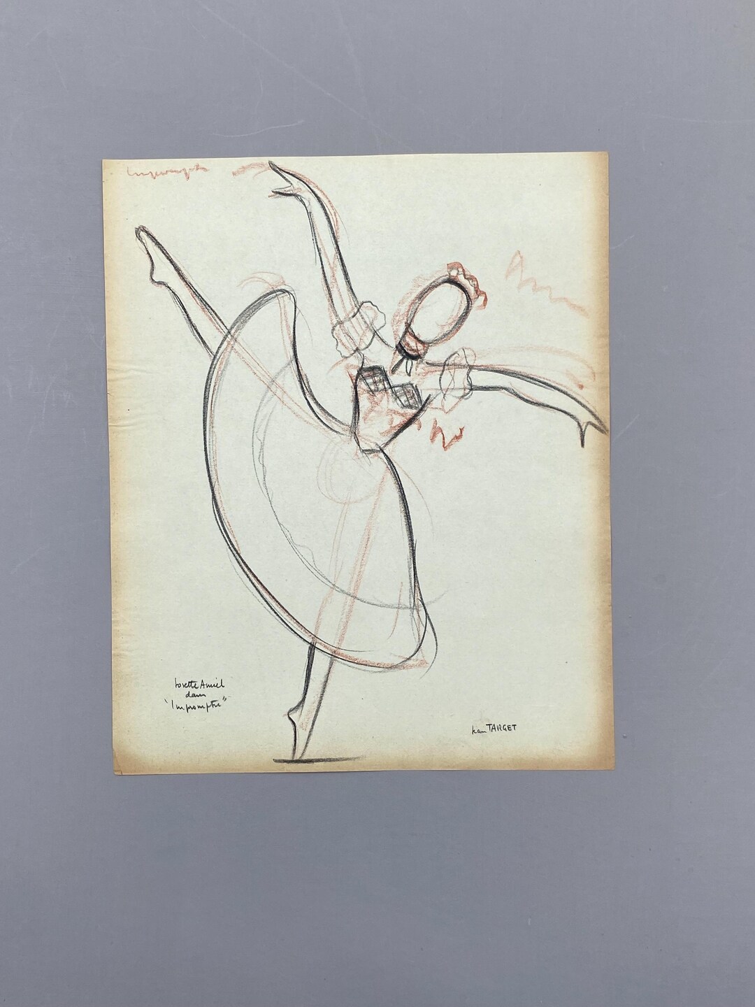 Original Drawing of Dancer Josette Amiel in the Ballet ‘impromptu’. by ...