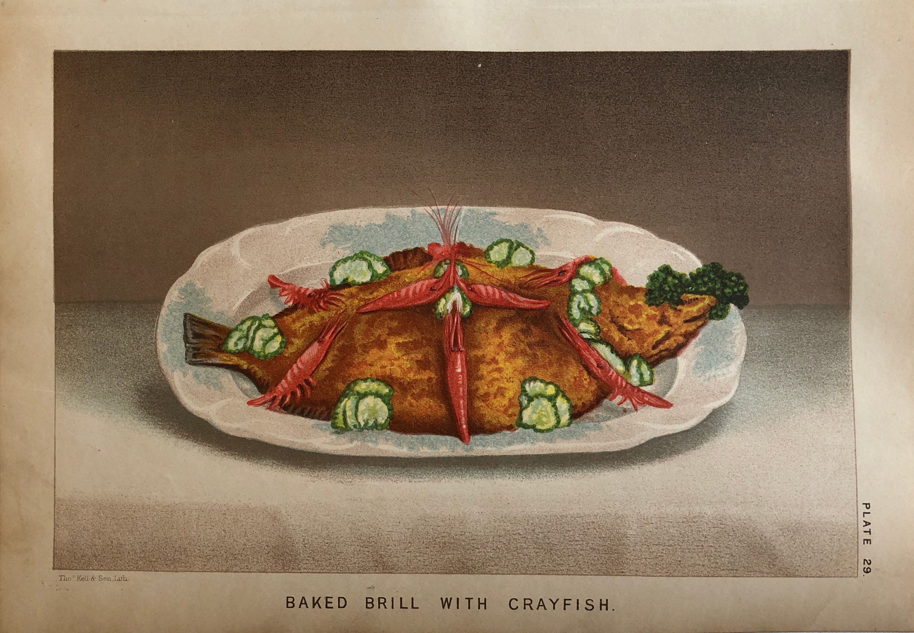 Four Plates of Food From a Victorian Cookbook. Engaved by Thomas Kell ...