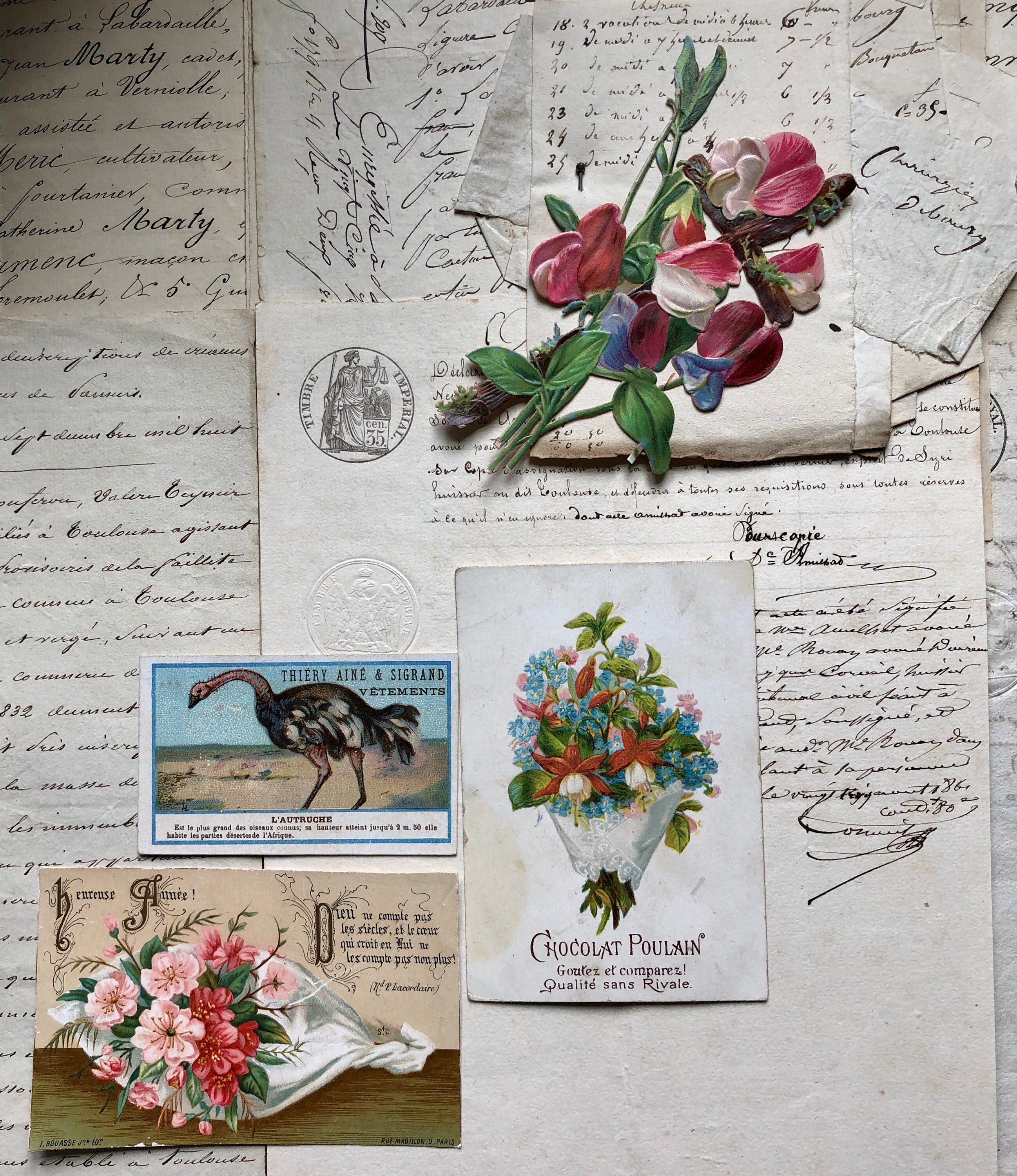 A Generous Quantity of Antique French Papers, Cards and Engravings ...