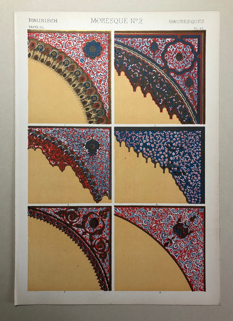 Moresque Ornament From the Alhambra. 6 Original Plates From - Etsy