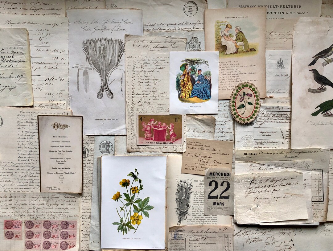 A Generous Quantity of Antique French Papers, Cards and Engravings ...