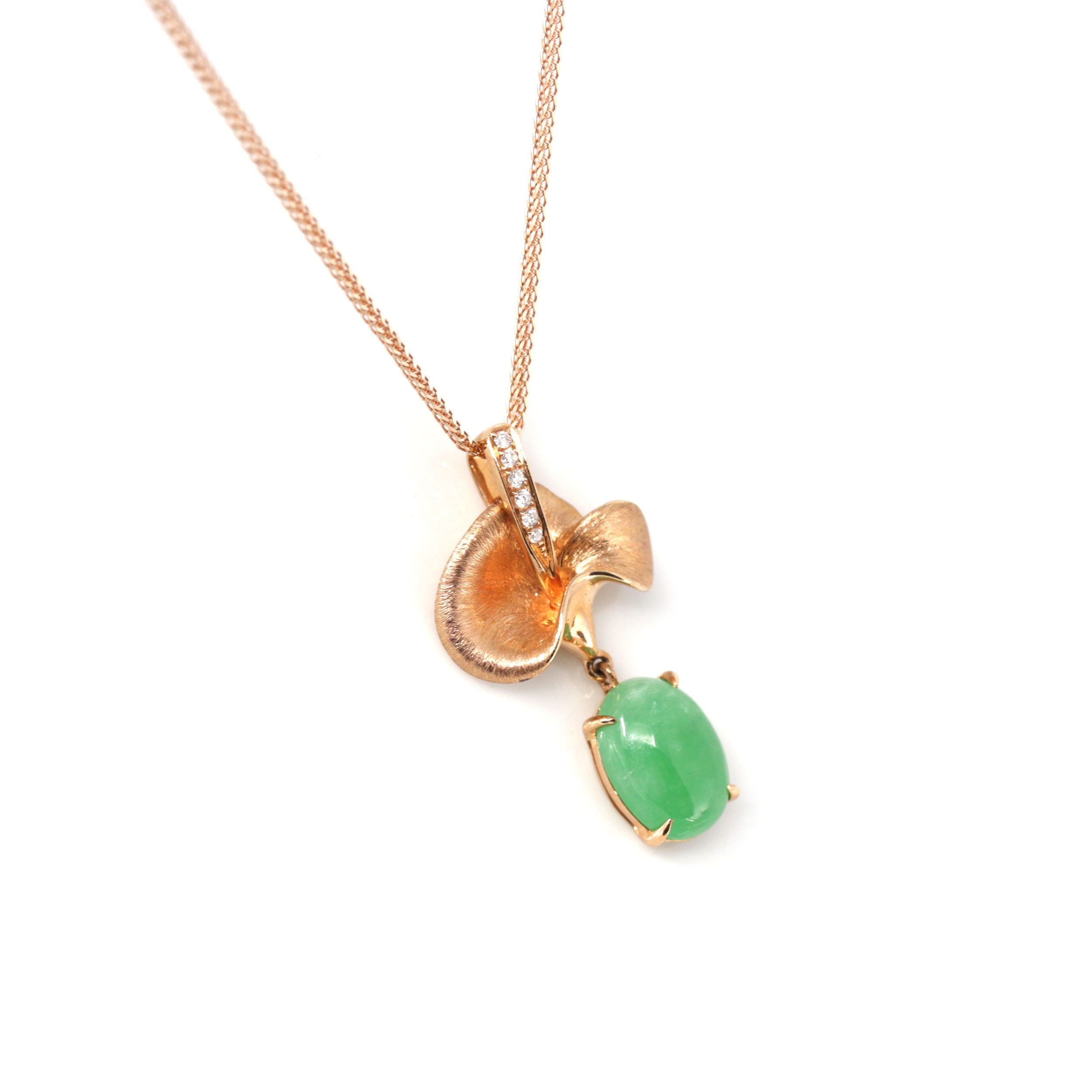 18k Rose Gold Jadeite Jade Diamond Pendant Necklace Jade - Etsy UK