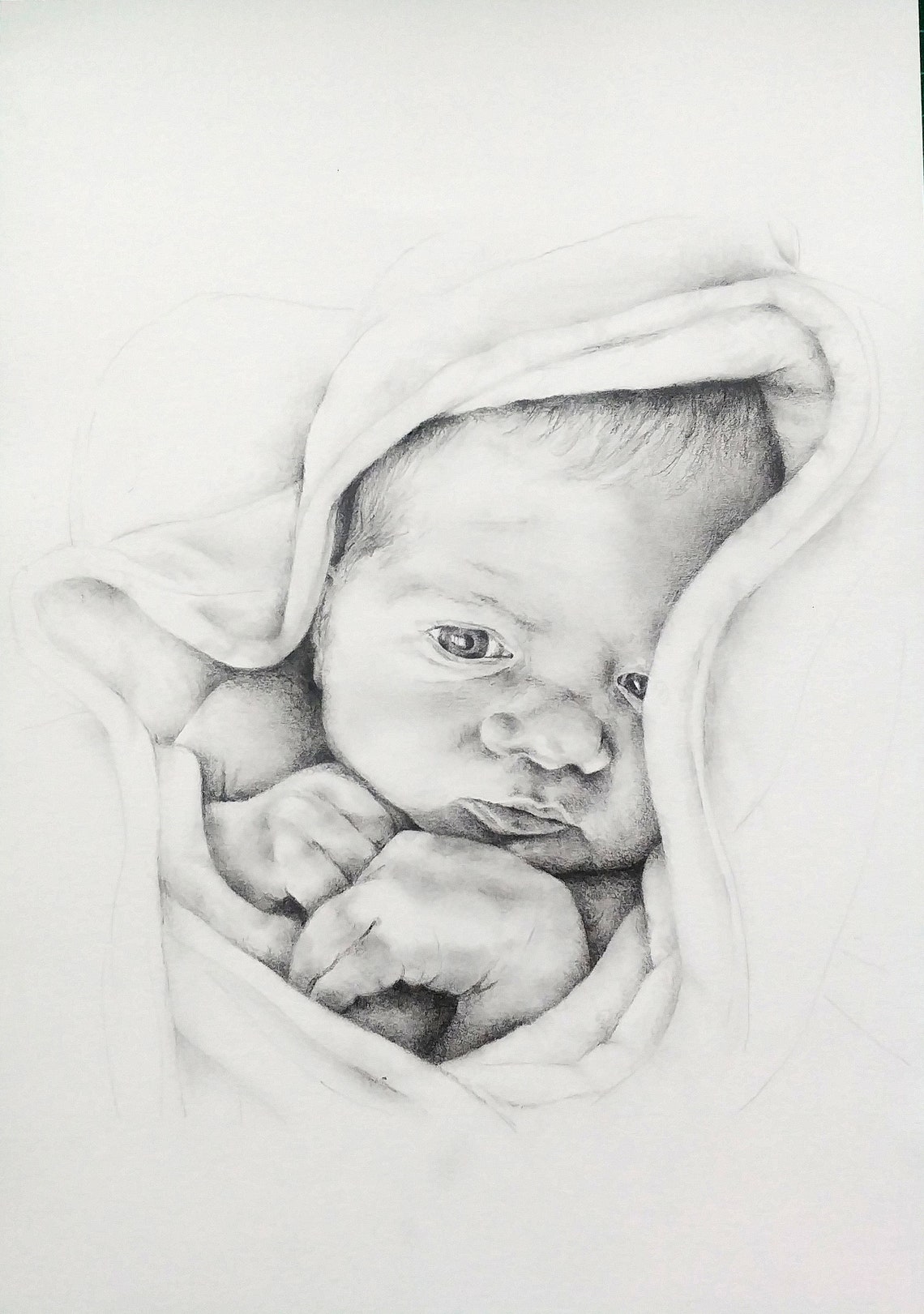 Hand getrokken Baby portret aangepaste Baby potlood tekenen - Etsy ...