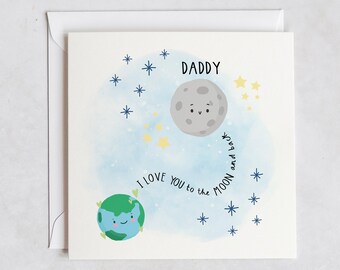 I Love You to the Moon and Back Dad Card, Father's Day Gift - Etsy