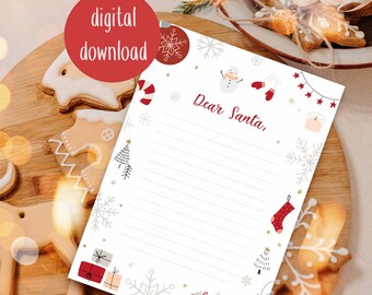 Printable Letter to Santa Christmas Wish List for Kids & Children ...