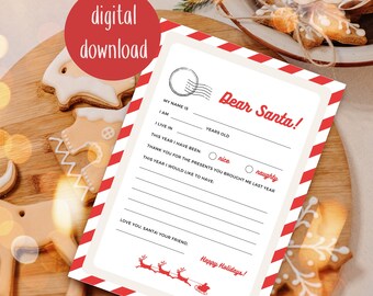 Printable Letter to Santa Christmas Wish List for Kids & Children ...