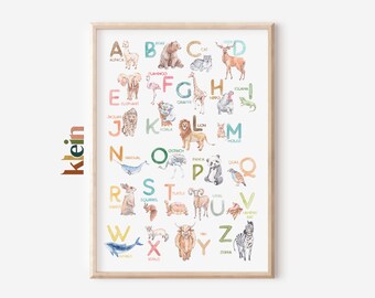 Animal Alphabet ABC Watercolor Kids Room Art Nursery Art - Etsy