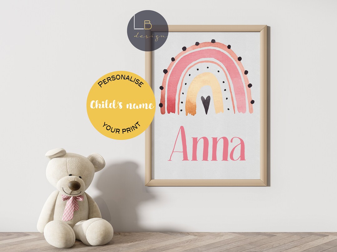 Personalized Baby Name Print, Boho Rainbow Nursery Decor - Etsy