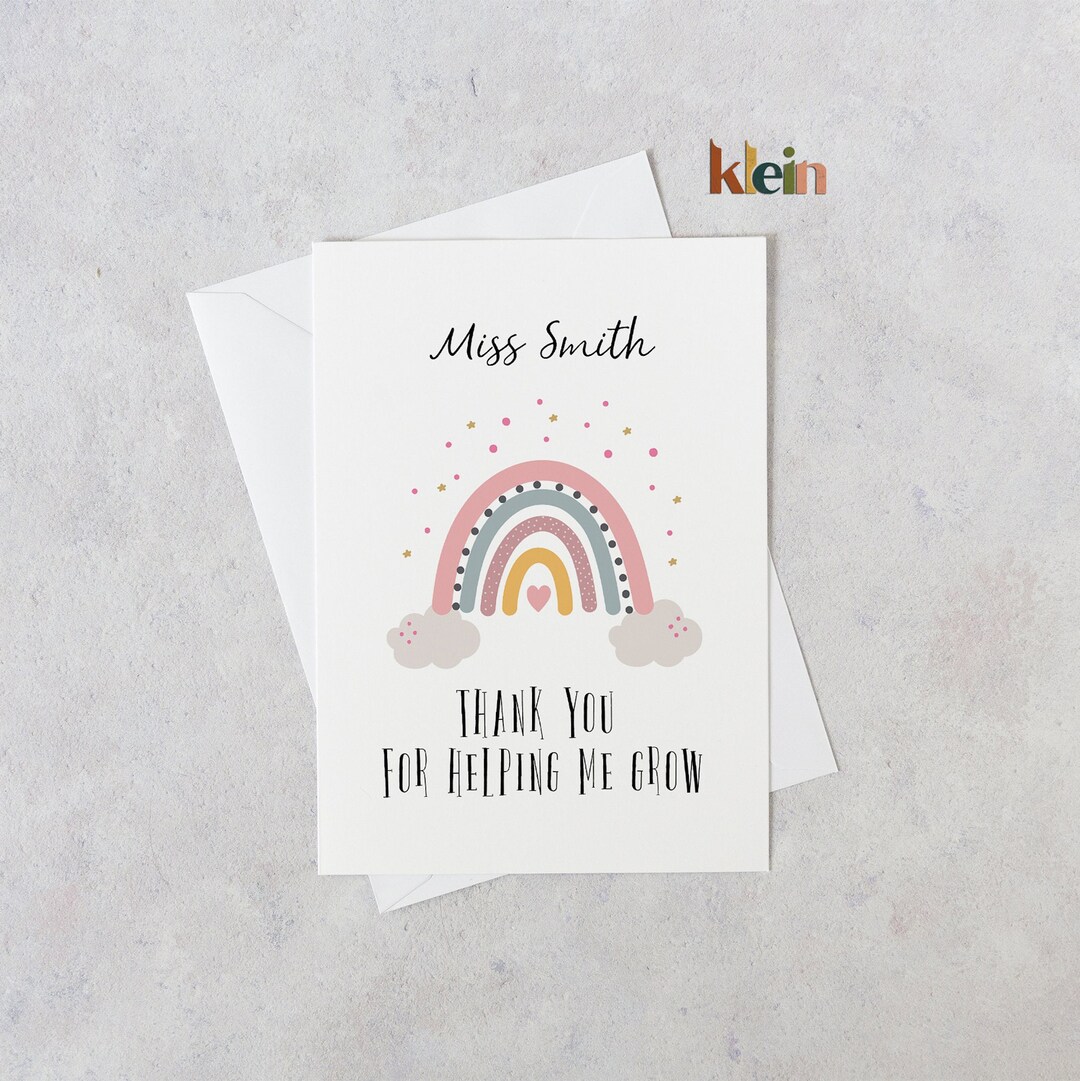 Personalized Teacher Thank You Card, Rainbow Design - Etsy