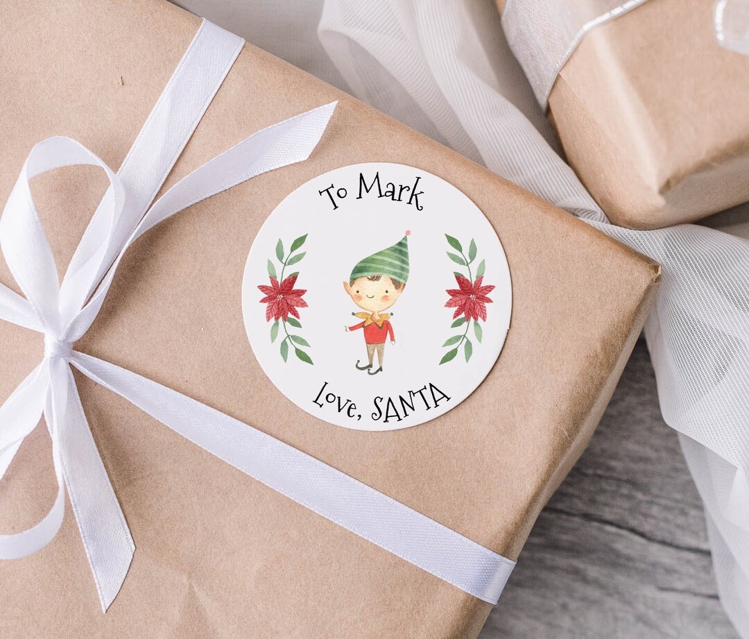Personalized Elf Christmas Stickers, Gift Tag Labels - Etsy