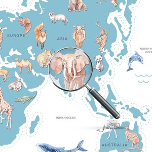 Animal World Map, Animal World Map Printable, Animal World Map Print ...