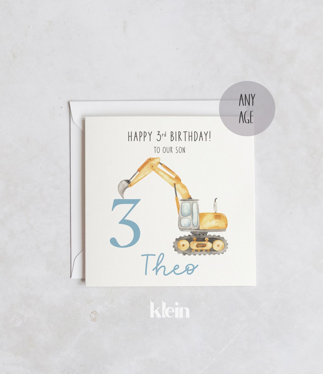 Personalized Digger Birthday Card, Construction Truck Theme - Etsy