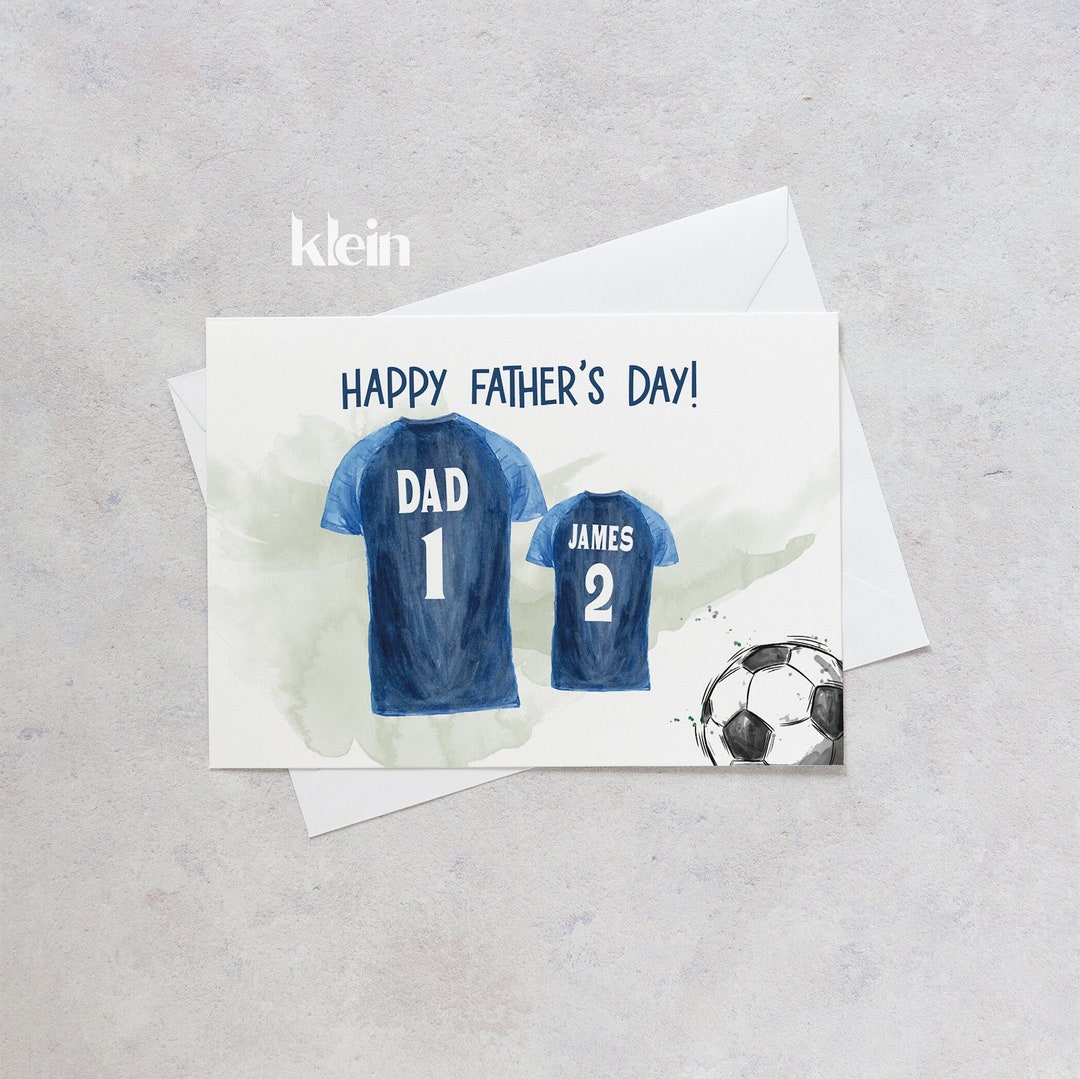 Football Fan Dad Fathers Day Card, Personalised Football Shirts Card ...