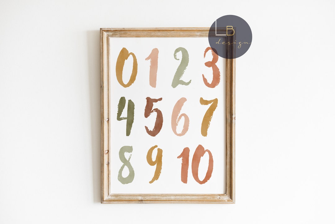 Earthy Numbers Nursery Poster, Educational Kids Room Decor - Etsy