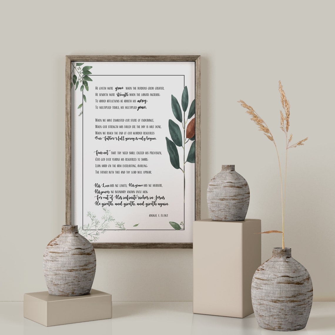 He giveth more grace Annie J Flint poem PRINTABLE gift | Etsy