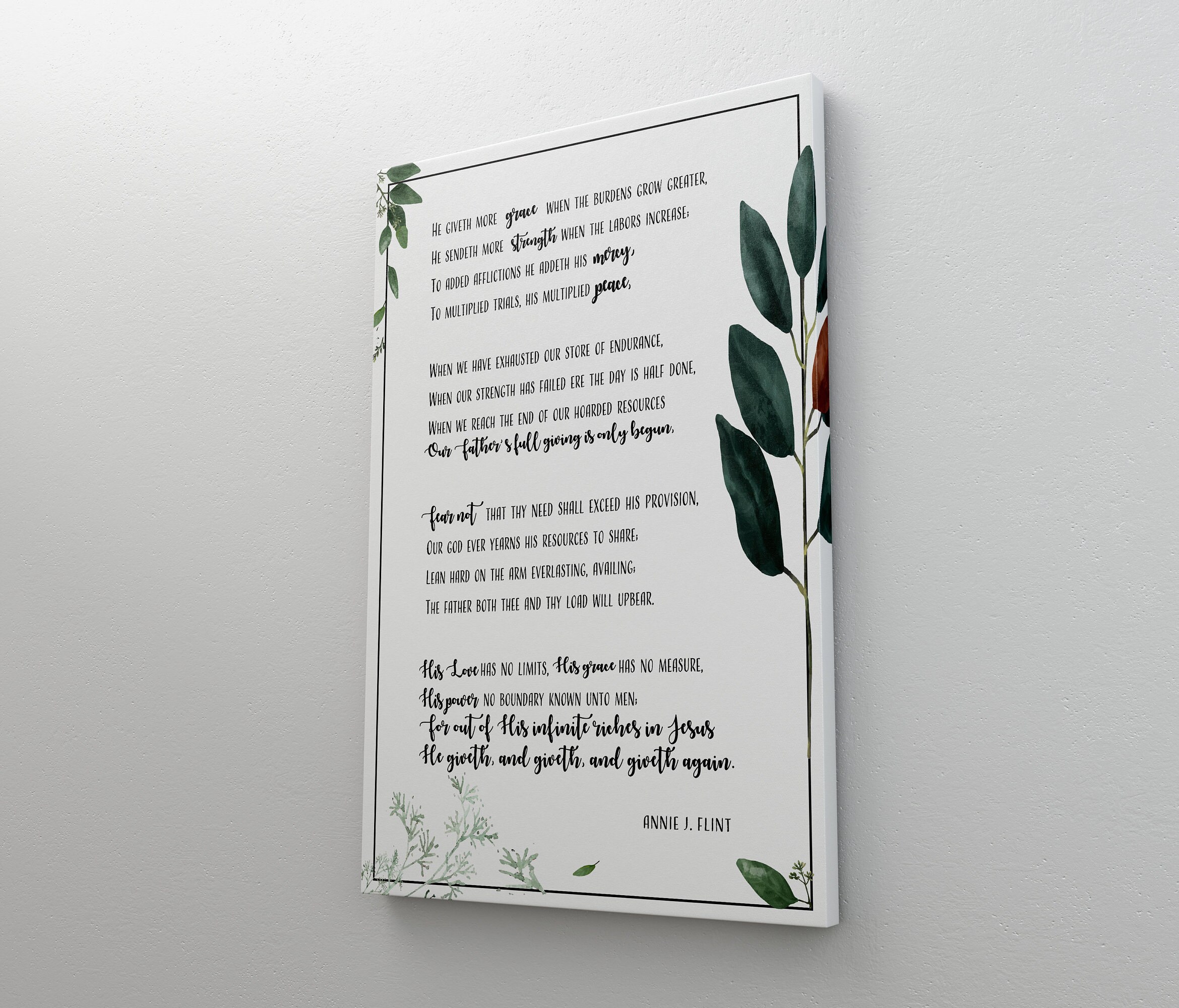 He Giveth More Grace Annie J Flint Poem PRINTABLE Gift - Etsy