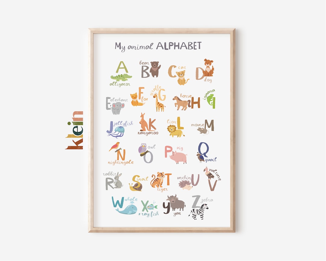 Animal Alphabet Print | ABC Nursery Wall Art | Educational Kids Print ...