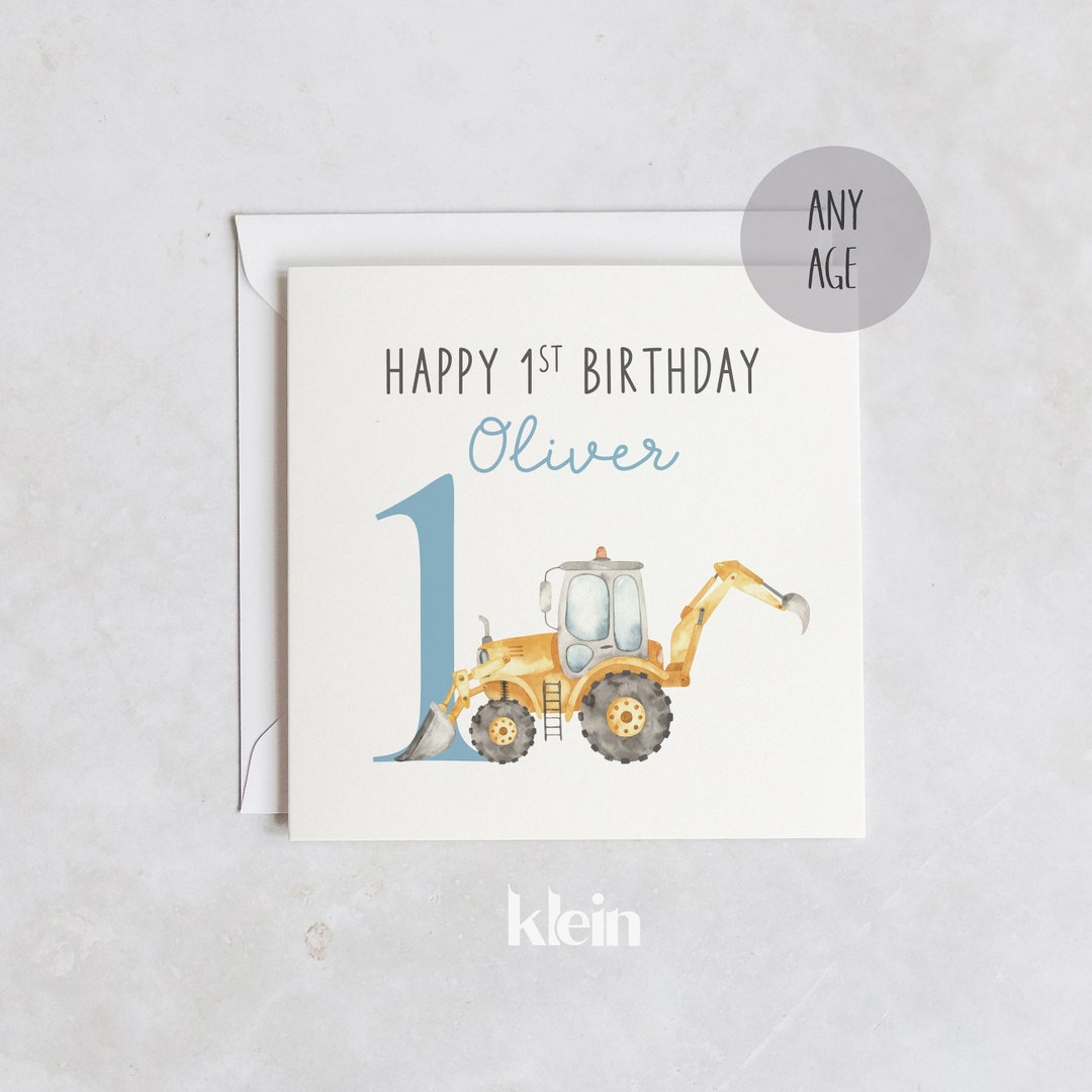 Personalised Digger Birthday Card, Boys Construction Truck Card - Etsy