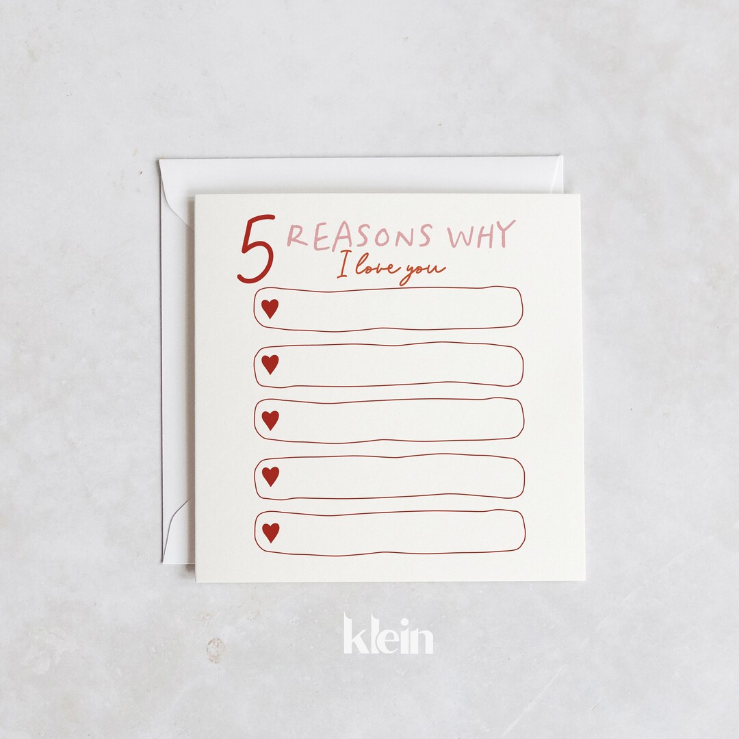 Valentines Day Card, Reasons Why I Love You, Valentine's Card for Him ...