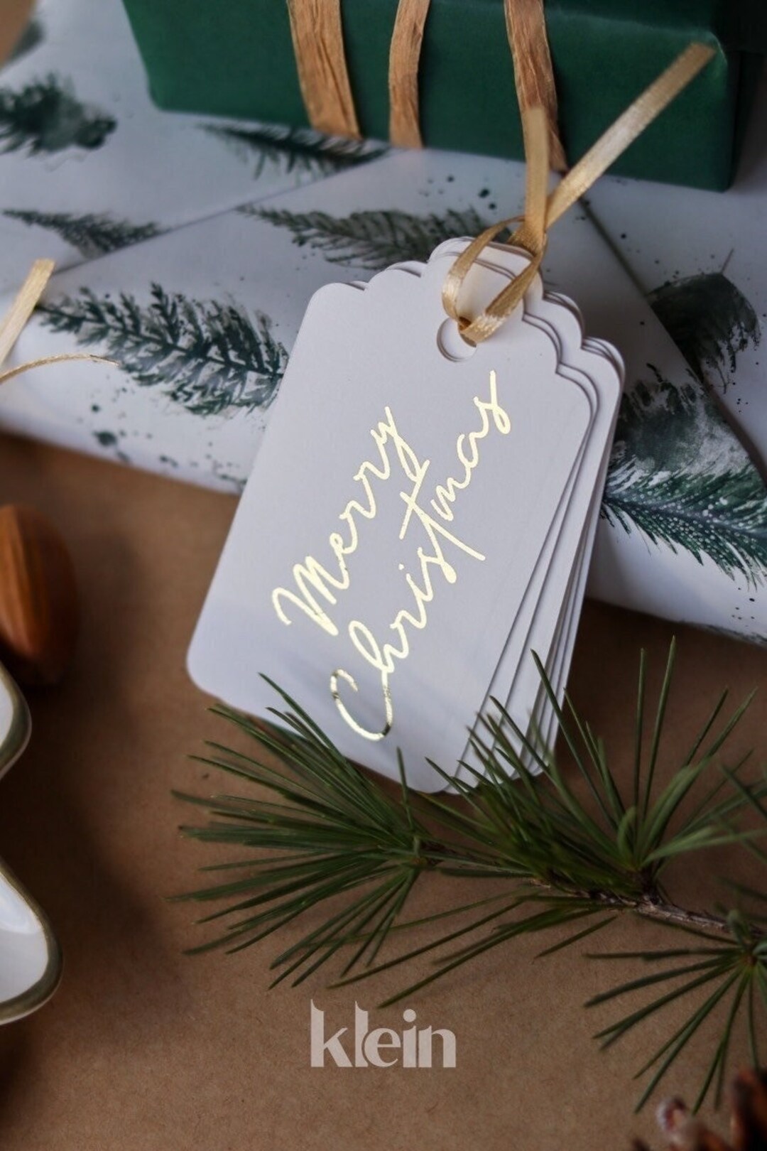 Gold Foil Christmas Gift Tags With Ribbon, Set of 8 - Etsy