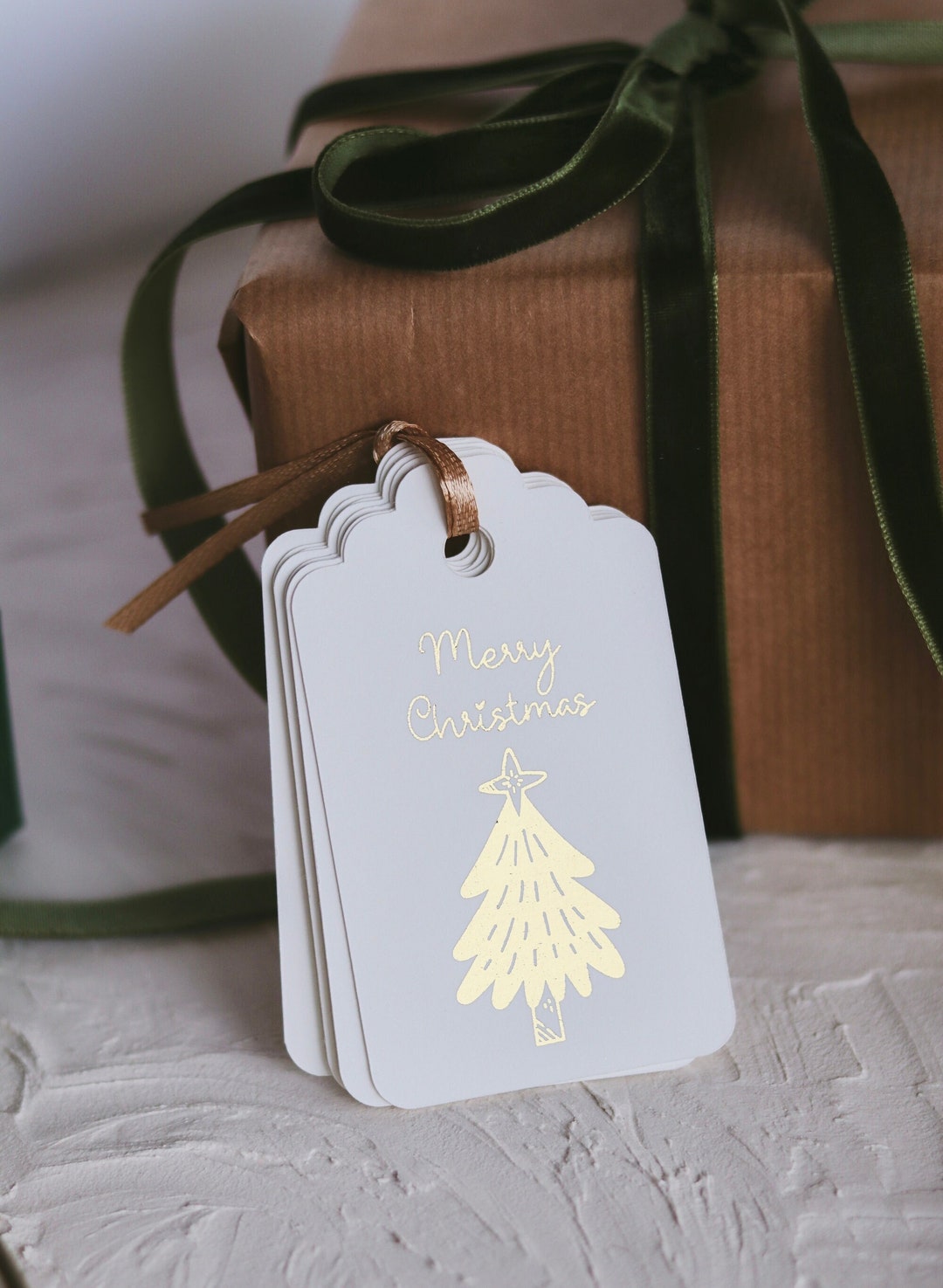 Set of 8 Christmas Gift Tags, Gold Foil Christmas Gift Tags, Christmas ...