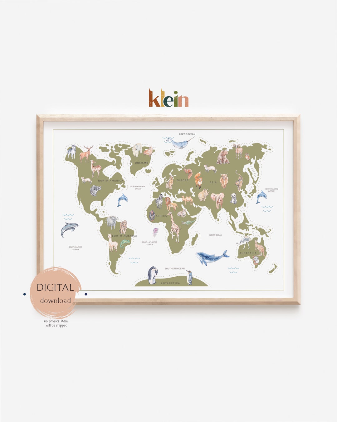 Animal World Map, Animal World Map Printable, Animal World Map Print ...