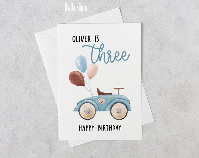 Boy 3rd Birthday Card, Personalised 3rd Birthday Card, Happy Third ...