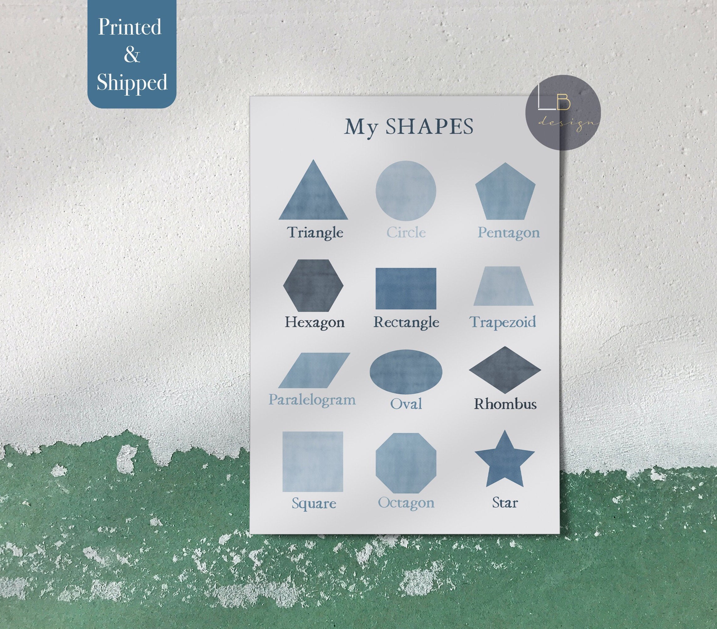 Impresión de formas azules para la escuela en casa impresión | Etsy