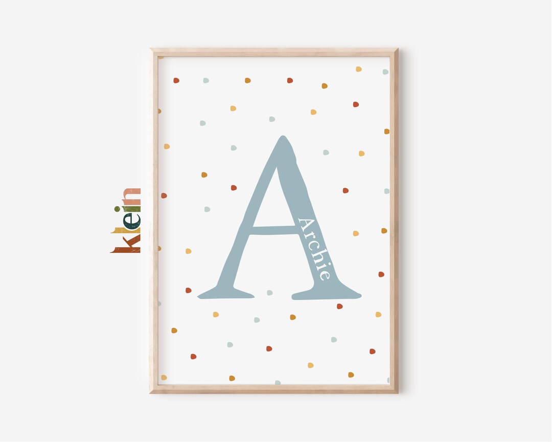 Blue Monogram Print, Custom Initial Wall Art, Boy's Room Decor - Etsy