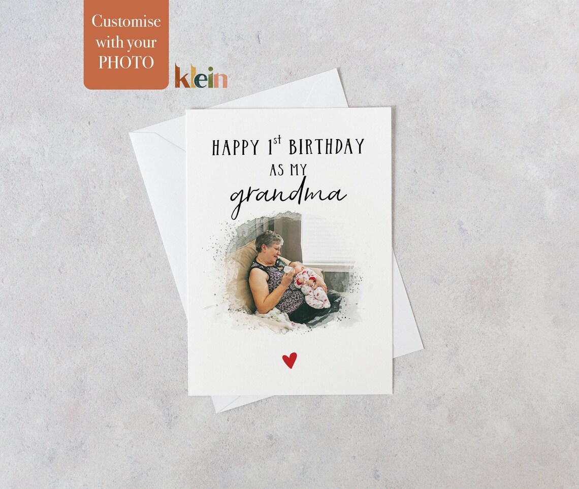 Happy 1st Birthday as My Grandma Personalised Birthday Card - Etsy UK