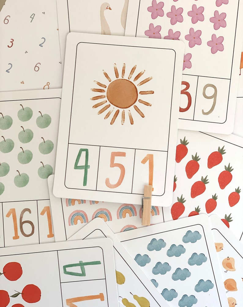 Count and Clip Cards Numbers 1-20 Montessori Learning - Etsy