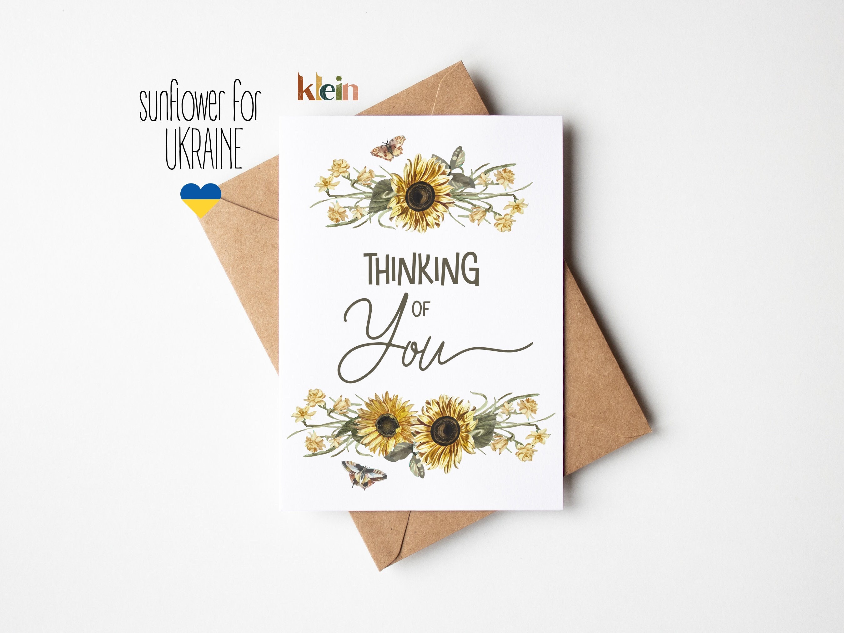 Thinking of You Card, Sunflower Card, Sympathy Card, Fundraising Card ...