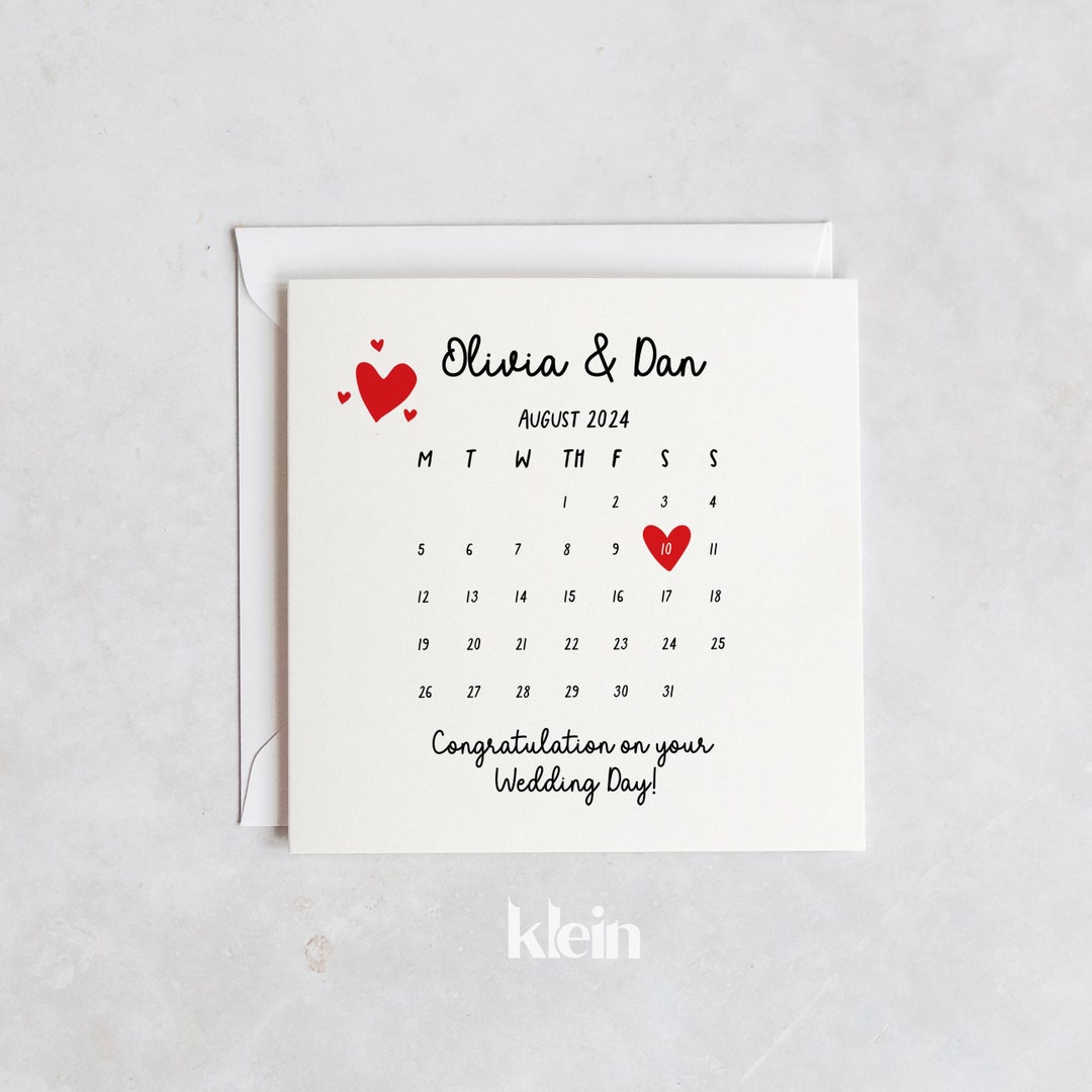 Personalized Calendar Wedding Card, Engagement Gift - Etsy