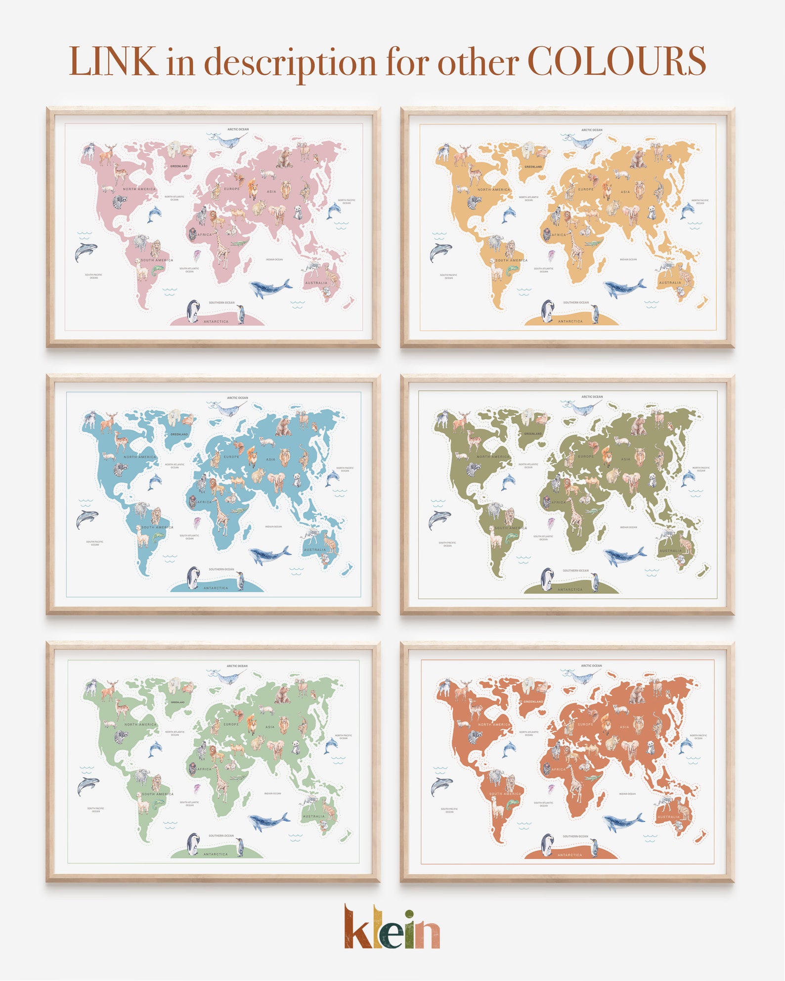 Animal World Map Animal World Map Printable Animal World Map - Etsy