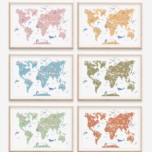 Animal World Map, Animal World Map Printable, Animal World Map Print ...