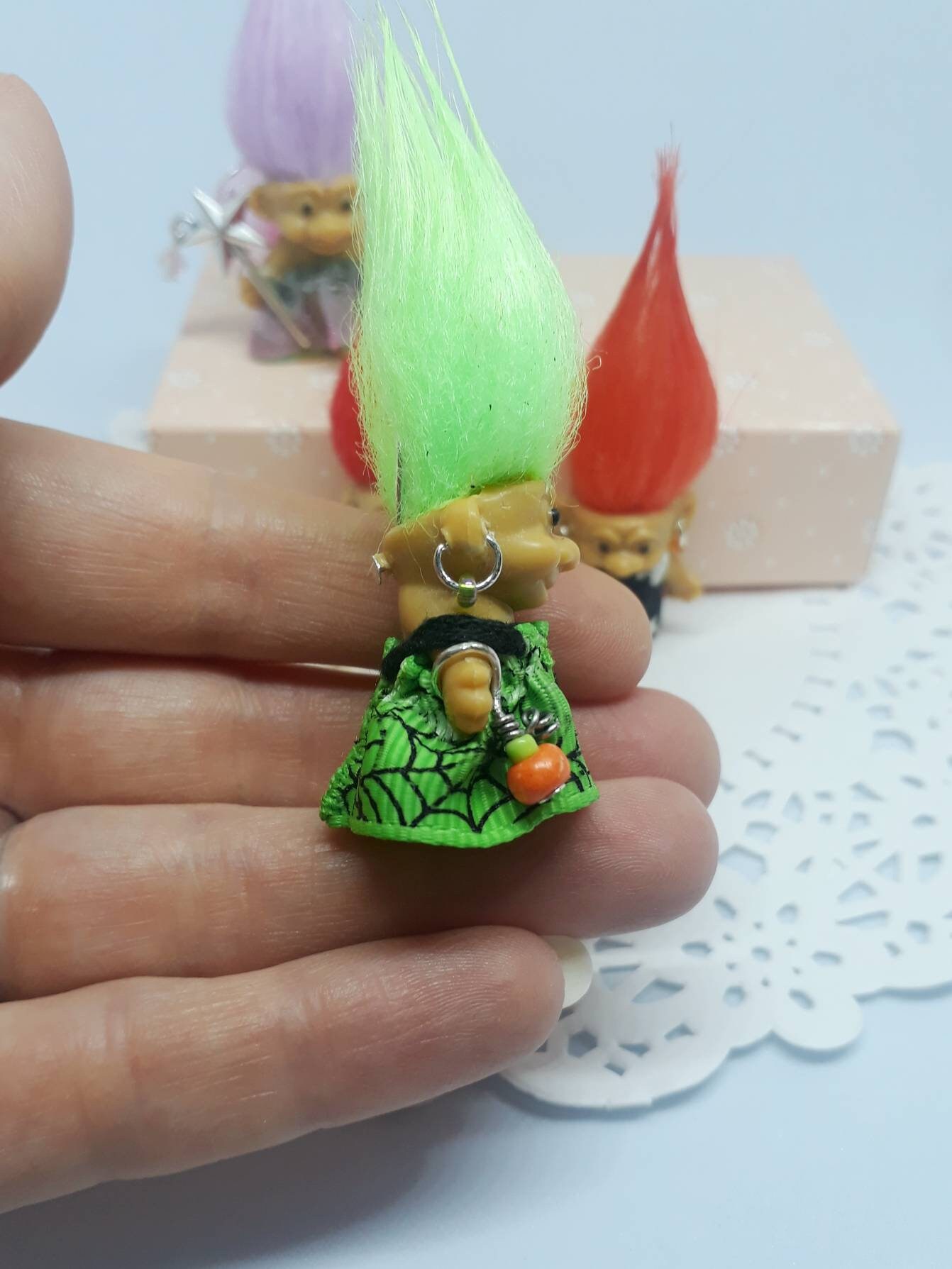 Fancy dress mini trolls Halloween troll bag charm/keyring customised ...