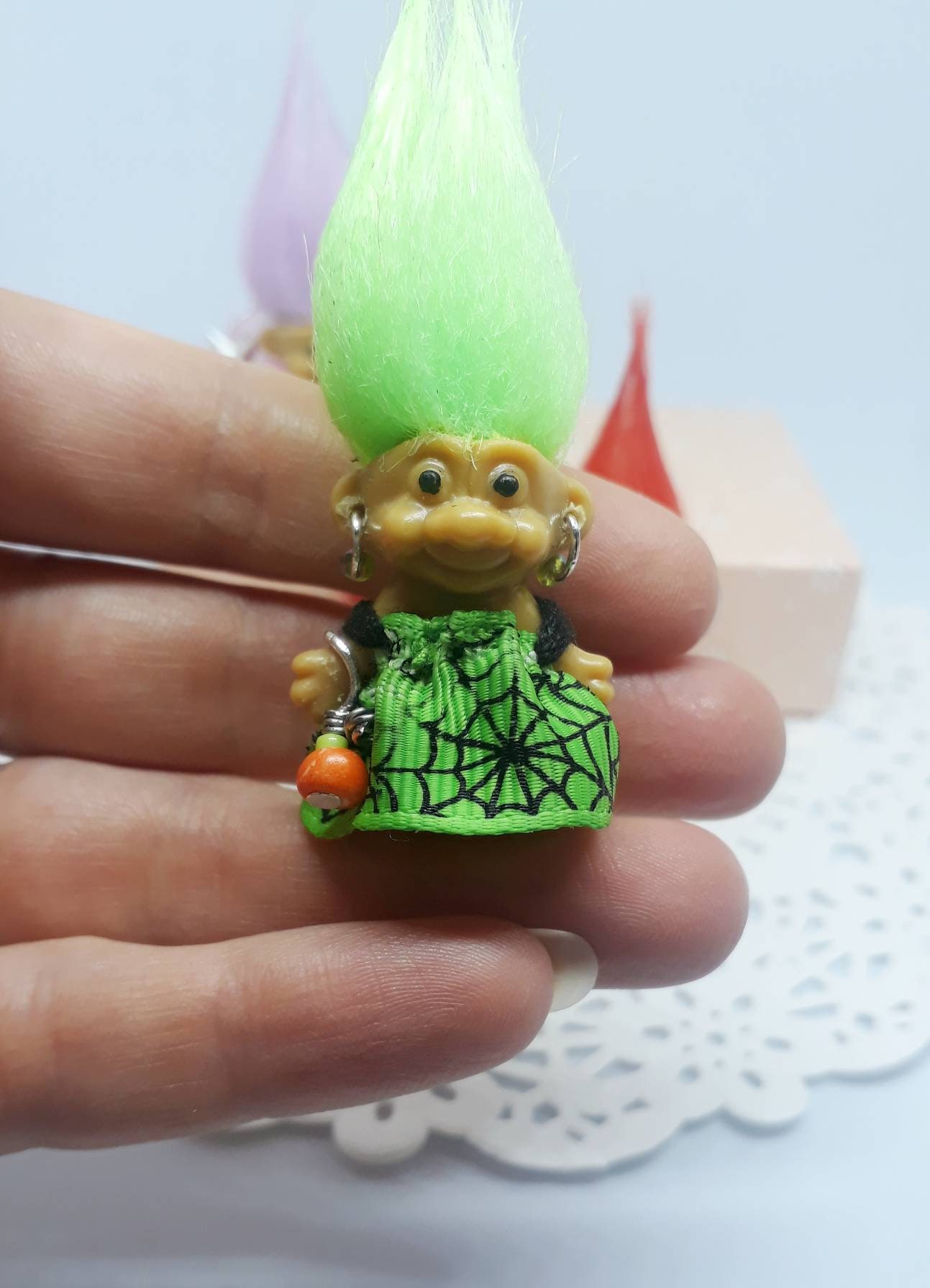 Fancy dress mini trolls Halloween troll bag charm/keyring customised ...
