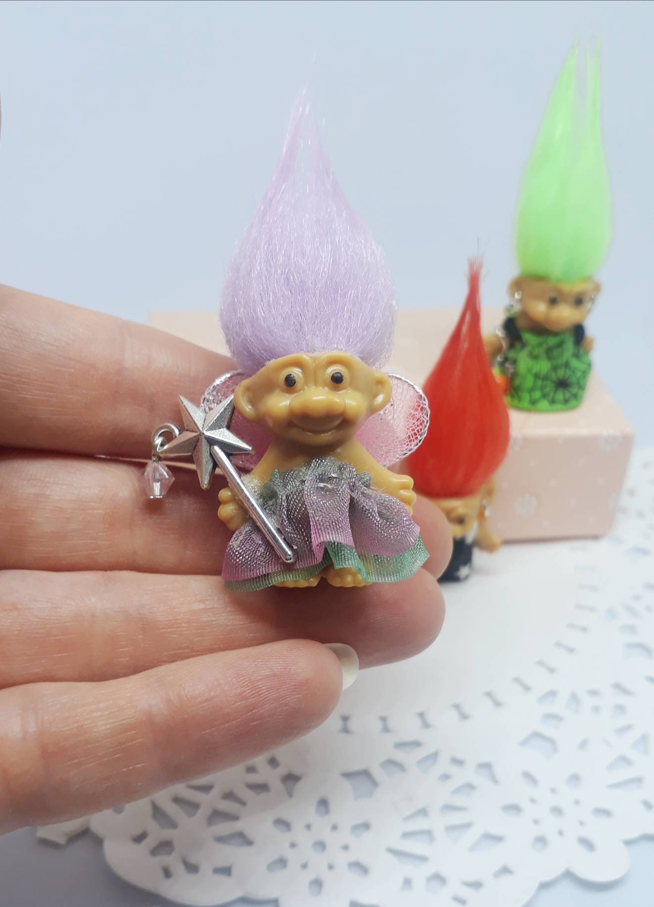 Fancy dress mini trolls Halloween troll bag charm/keyring customised ...