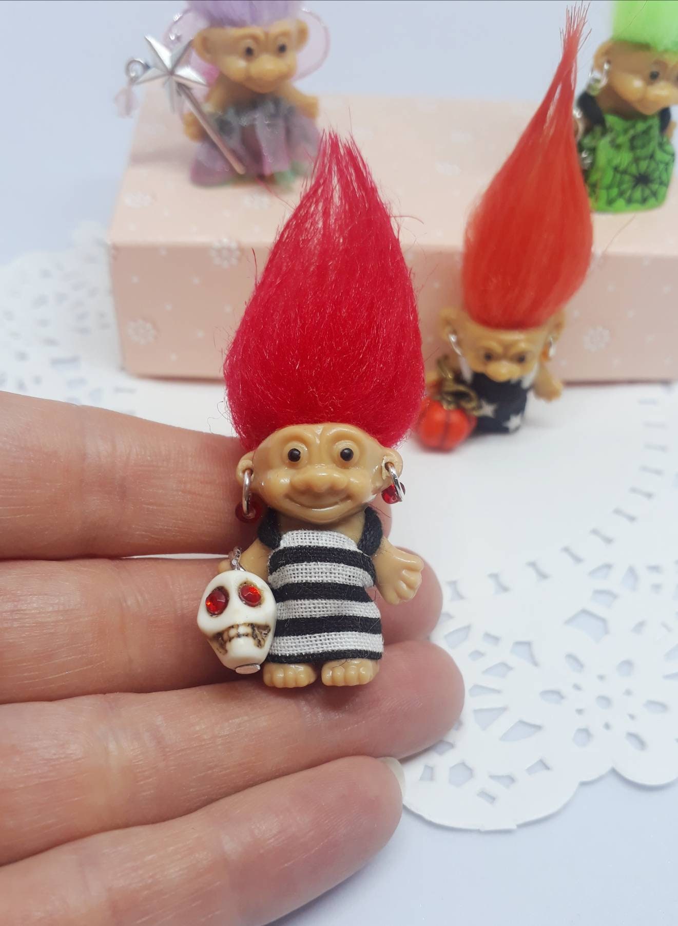 Fancy dress mini trolls Halloween troll bag charm/keyring customised ...