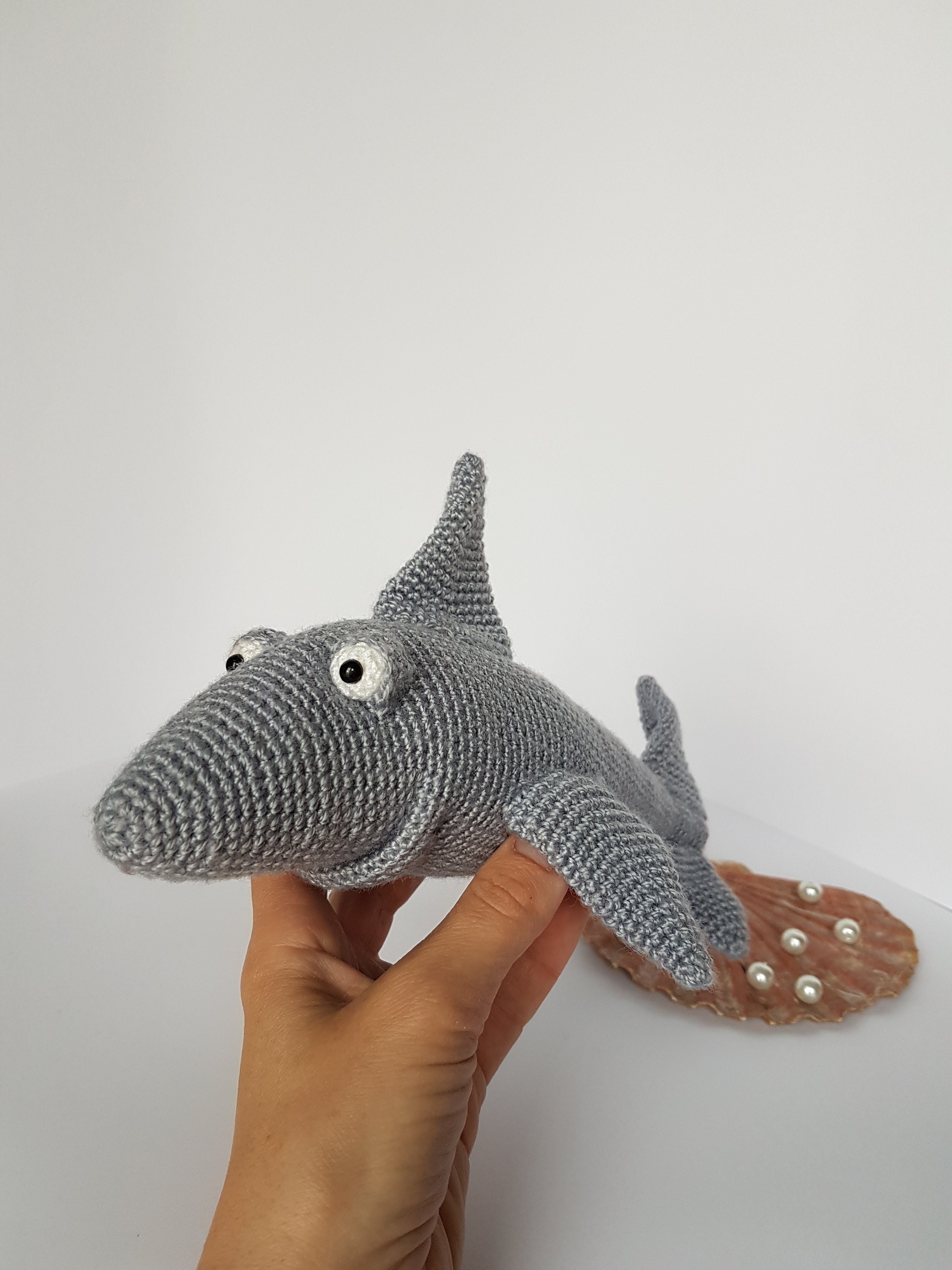 Crocheted Shark Handmade Toys Grey Shark Funny Shark Funny Toy Original ...